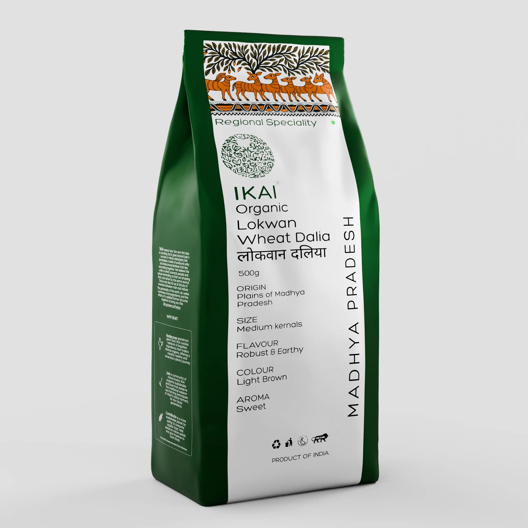 Organic Lokwan Wheat Dalia 500g | High Fiber Grain – IKAI ORGANIC